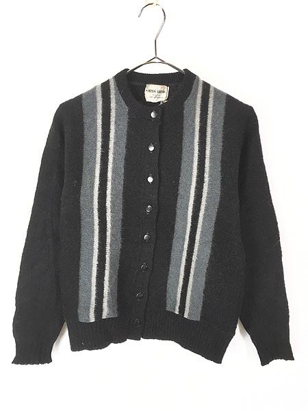 レディース 古着 60s USA製 MISS ARROW マルチ ライン ウール モヘア ニット カーディガン M 古着
