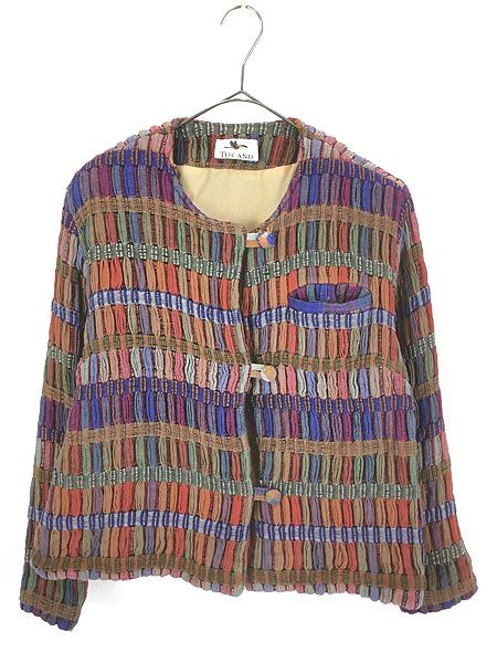 レディース 古着 90s TUCANO カラフル 凸凹 民族 グアテマラ ガテマラ コットン ジャケット M 古着