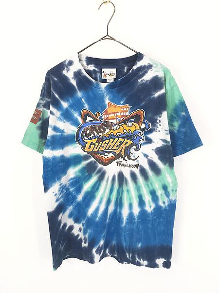 レディース 古着 90s Disney TYPHOON LAGOON 「CRUSH 'N GUSHER」 アトラクション タイダイ Tシャツ Youth XL 古着