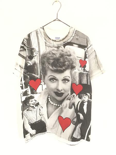 レディース 古着 90-00s I Love Lucy TV コメディ ドラマ 全面プリント フォト Tシャツ M 古着