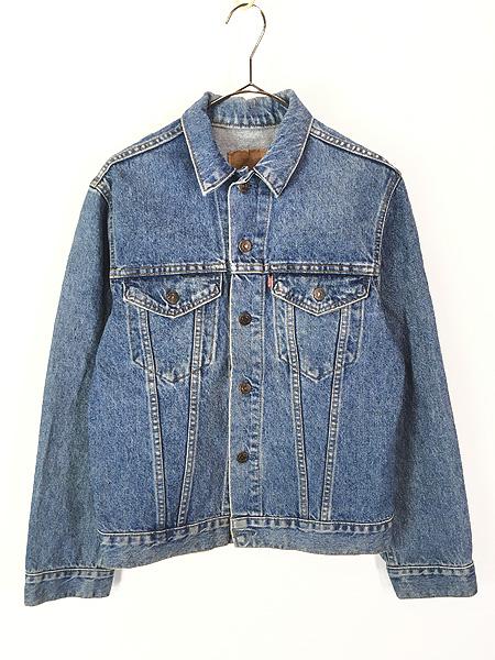 レディース 古着 80s USA製 Levi's 75505-0212 4thタイプ 花 蝶 ワッペン ブルー デニム トラッカー ジャケット Gジャン L位 古着