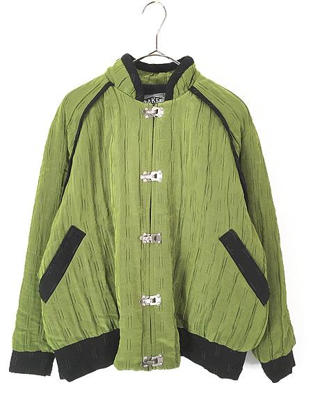 レディース 古着 90s 製 KRAKERZ 裏地 フリース 光沢 破線模様 フックボタン スタンドカラー ジャケット S 古着