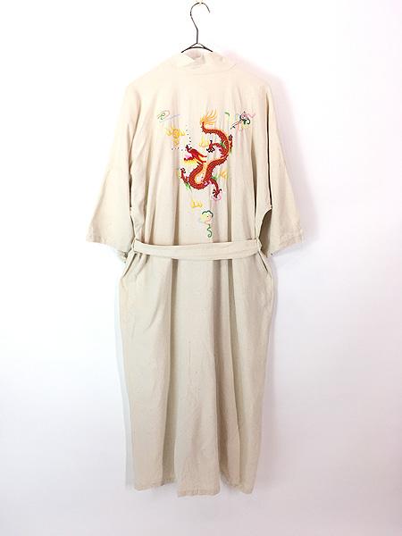 レディース 古着 60-70s Health ドラゴン 龍 ハンド 刺しゅう 100％シルク ガウン L 古着