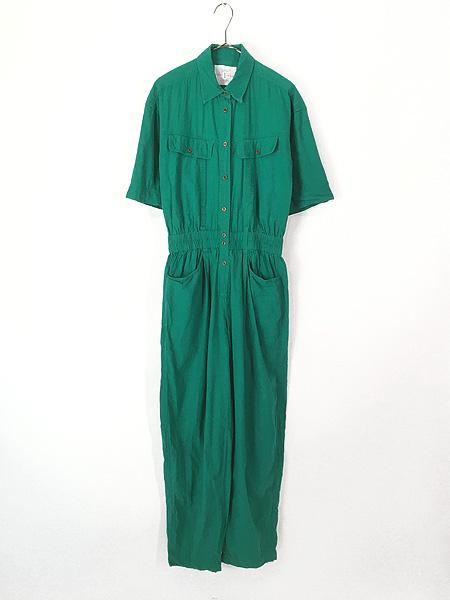 レディース 古着 FIRST ISSUE 無地 ソリッド 7ポケット 半袖 コットン オールインワン つなぎ M 古着