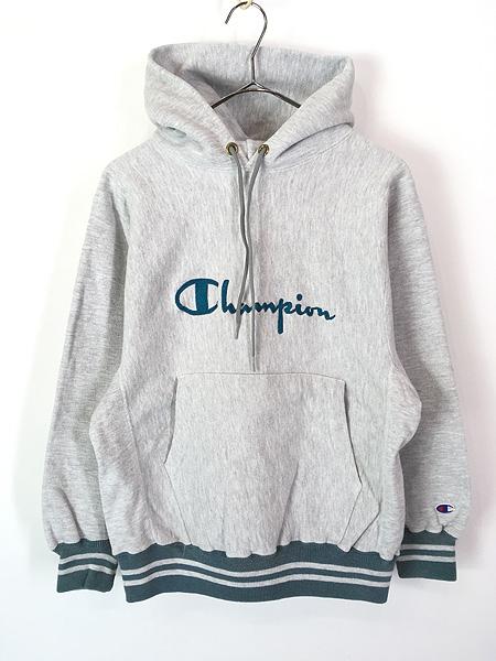レディース 古着 90s USA製 Champion Reverse Weave BIG ロゴ リブライン リバース スウェット パーカー M 古着