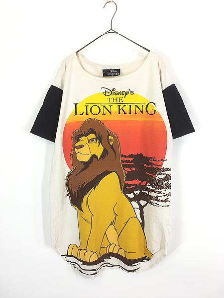 レディース 古着 90s USA製 Disney The Lion King ライオンキング シンバ BIG プリント Tシャツ ワンピース ひざ丈 XL位 古着