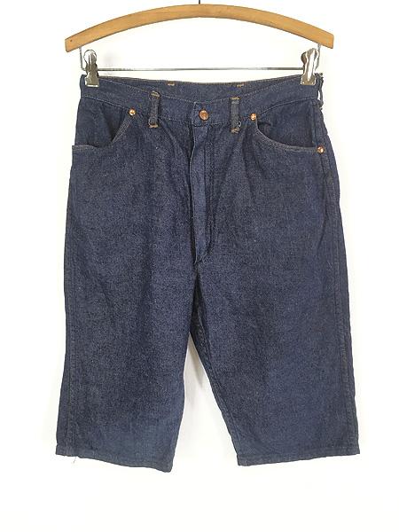 レディース 古着 70s USA製 Wrangler 濃紺 インディゴ デニム ハーフ ショート パンツ ショーツ W28 古着