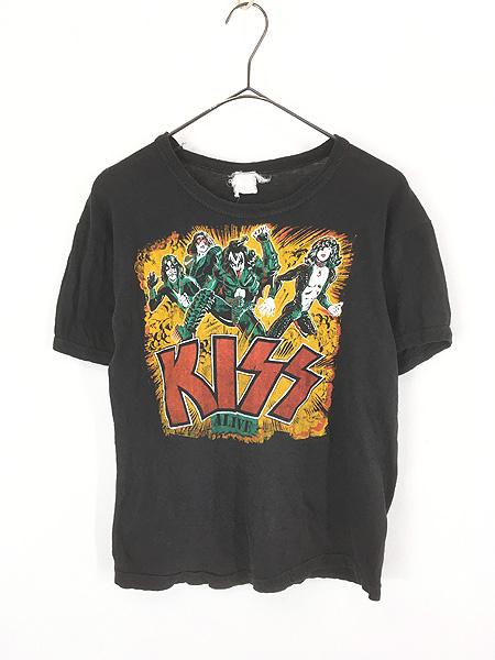 レディース 古着 70s KISS キッス 「ALIVE」 ツアー メタル ロック バンド パキ綿 Tシャツ S位 古着