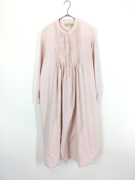 レディース 古着 LL Bean チロリアン柄 ピンタック フランネル ワンピース ドレス ロング丈 ピンク M 古着