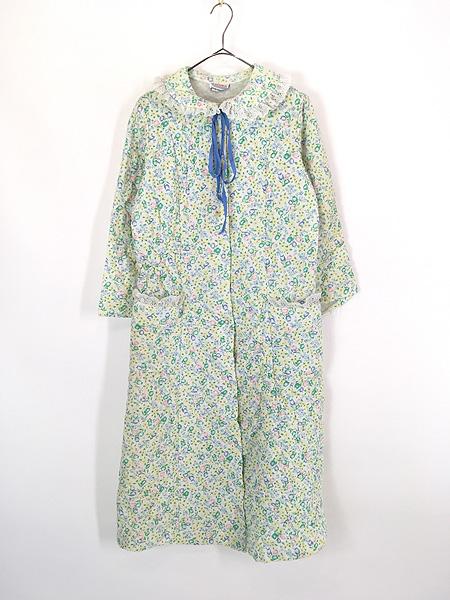 レディース 古着 80s WILDCREST 花 フラワー 総柄 レース フリル 丸襟 キルティング コート M位 古着