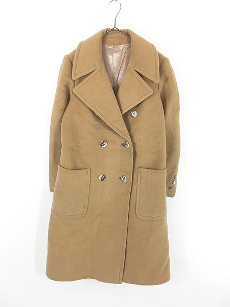 レディース 古着 70-80s   ダブルブレスト 100％ キャメルヘアー ウール チェスター コート L位