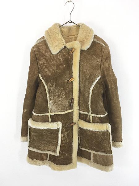 レディース 古着 70s 本革 ムートン シープスキン レザー コート M位