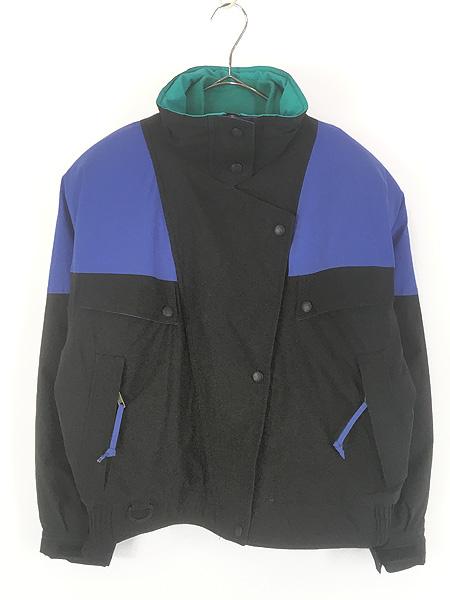 レディース 古着 80s Eddie Bauer 名作 Dカン チンスト 比翼 バイカラー グース ダウン ジャケット ブルゾン M