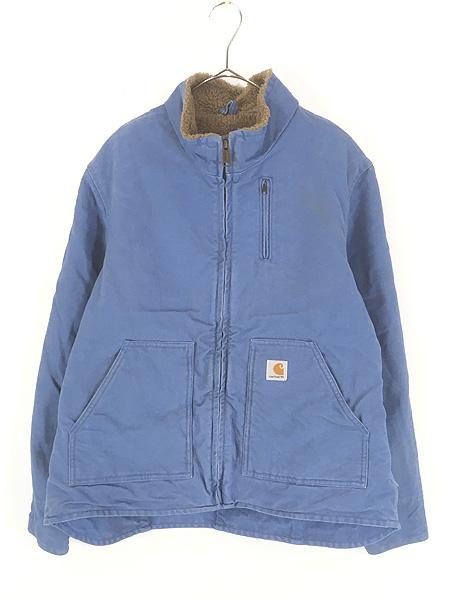レディース 古着 Carhartt 防寒 ボア コットン ダック ハイネック ジャケット 水色 M