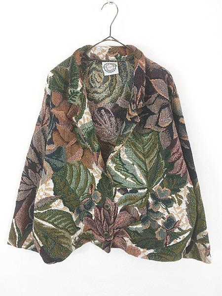 レディース 古着 90s USA製 SUGAR STREET 花 フラワー ゴブラン コットン ジャケット M/L