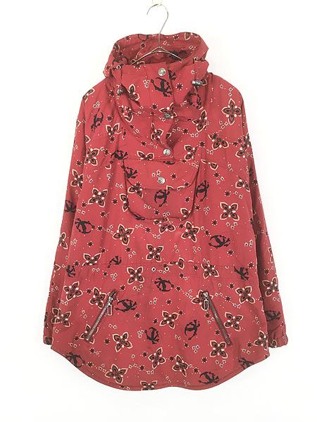 レディース 古着 90s LL Bean スキー バンダナ柄 パデッド ナイロン アノラック パーカー ジャケット M