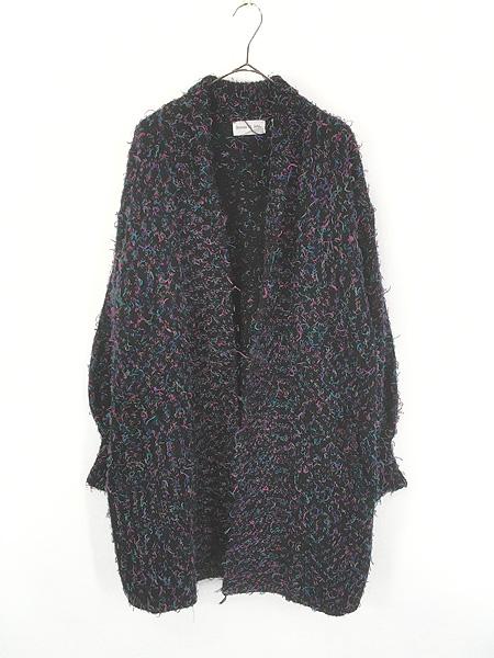レディース 古着 90s James St. John ショールカラー カラフル ループ ニット ロング カーディガン M