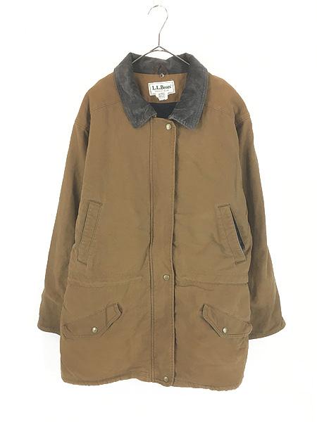 レディース 古着 90s USA製 LL Bean ボア フリース ライナー ブラウン ダック ハンティング カバーオール コート L