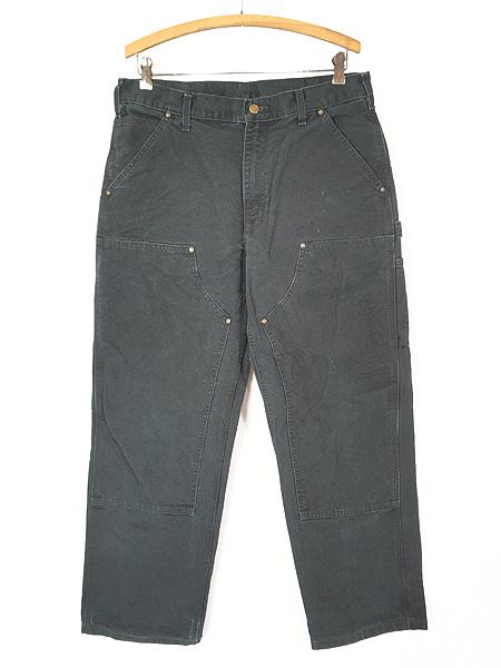 古着 10s Carhartt ブラック ダック Wニー ペインター ワーク パンツ W33 L30 古着