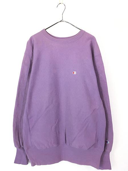 古着 90s USA製 Champion Reverse Weave ワンポイント リバース スウェット ラベンダー XL 古着