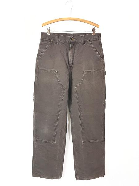 古着 10s Carhartt ダーク ブラウン ダック Wニー ペインター ワーク パンツ W33 L32 古着