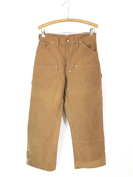 古着 70s USA製 Carhartt ブラウン ダック Wニー ペインター ワーク パンツ W30 L26 古着