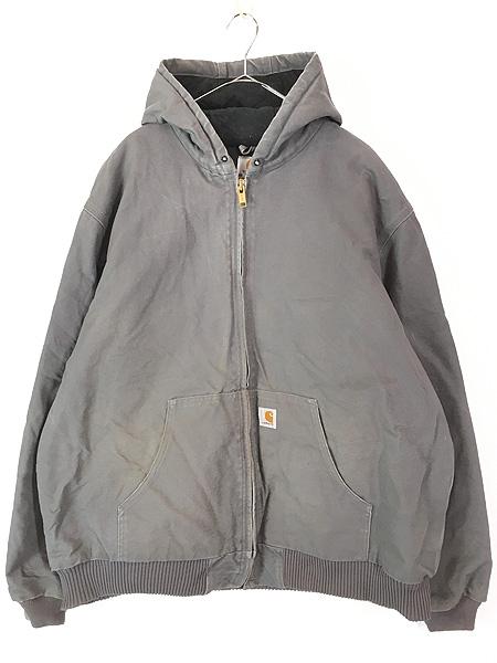古着 USA製 Carhartt グレー ダック 防寒 パデット アクティブ パーカー ジャケット XXL Tall 古着