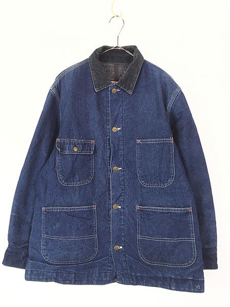 古着 70s USA製 Sears Work Outerwear ブランケット ライナー 濃紺 デニム ワーク カバーオール ジャケット L