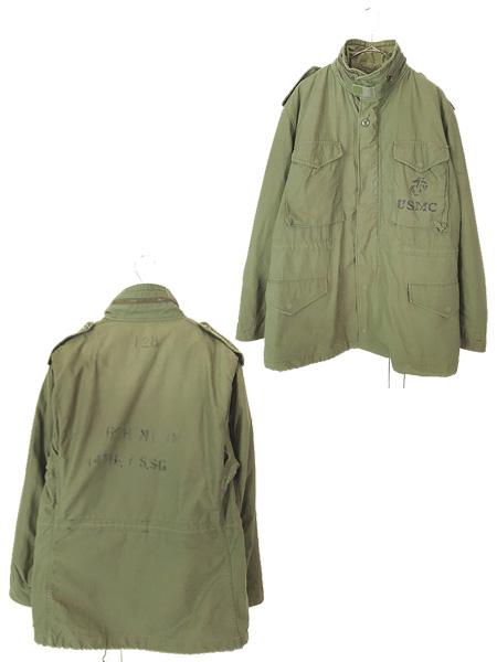 古着 70s 米軍 USMC M-65 3rd 3段 ステンシル ミリタリー フィールド ジャケット ライナー付 M-R