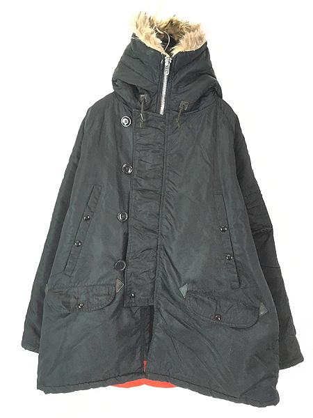 古着 70s USA製 Golden Fleece Type N-3B N-3A コヨーテ ファー フーデッド パデッド フライト ジャケット コート ブラック!! 50