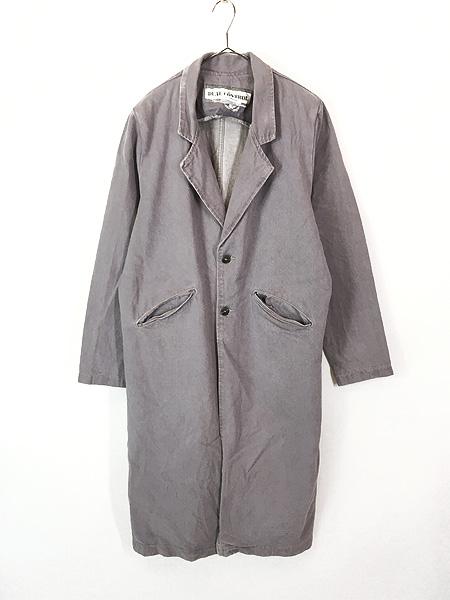 古着 90s 製 DUAL CONTROL 100%コットン 先染め パープル デニム チェスター コート ロング丈 M