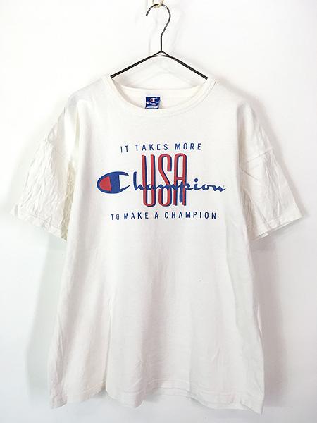 古着 90s Champion 「It takes a little more to make a Champion」 メッセージ Tシャツ XL 古着