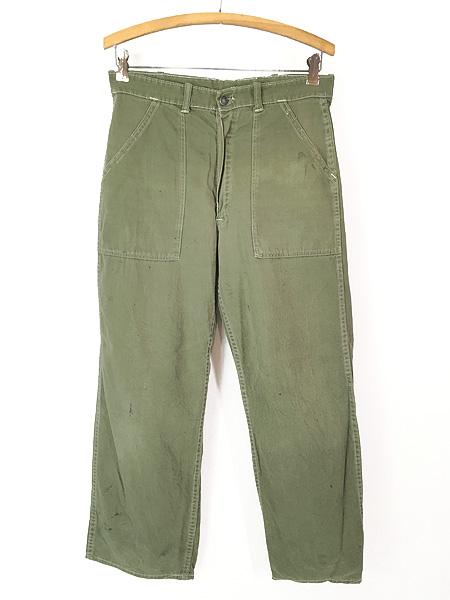 古着 60s 米軍 US タイプ 「13スター」 100%コットンサテン ミリタリー ベイカー ユーティリティ パンツ ストレート W30 L27.5