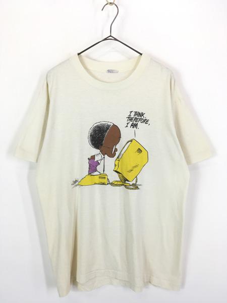 古着 80s USA製 Washington Post 「I Think Therefore I Am」 iMac パロディー PC コンピューター ポップ アート Tシャツ XL