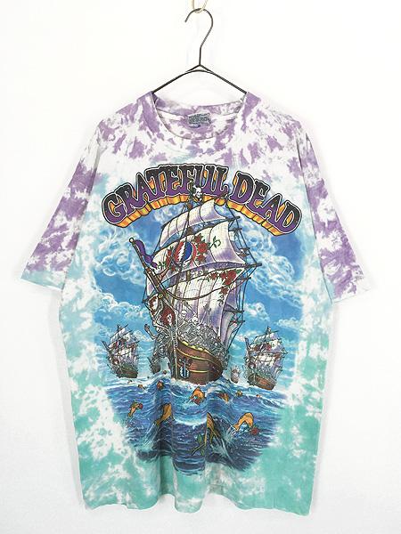 古着 90s USA製 Grateful Dead 「Ship of Fools」 スカル ローズ デッドベア ロック バンド タイダイ Tシャツ XL