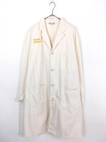 古着 70s 英国製 Bastion Brand 「Quaker Oats Ltd」 コットンサテン ワーク エンジニア ショップ カー コート 44