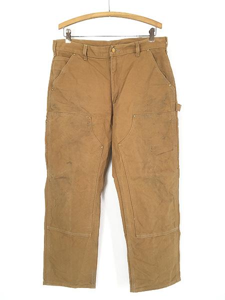 古着 10s Carhartt BRN ブラウン ダック Wニー ペインター ワーク パンツ W35 L30 古着