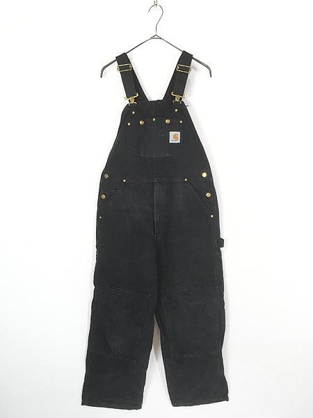 古着 10s Carhartt BLK ブラック ダック Wニー ワーク オーバーオール W33 L26 古着