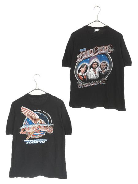 古着 70s The Bee Gees 「Stayin Alive」 ツアー ディスコ ポップ ロック バンド パキ綿 Tシャツ L位