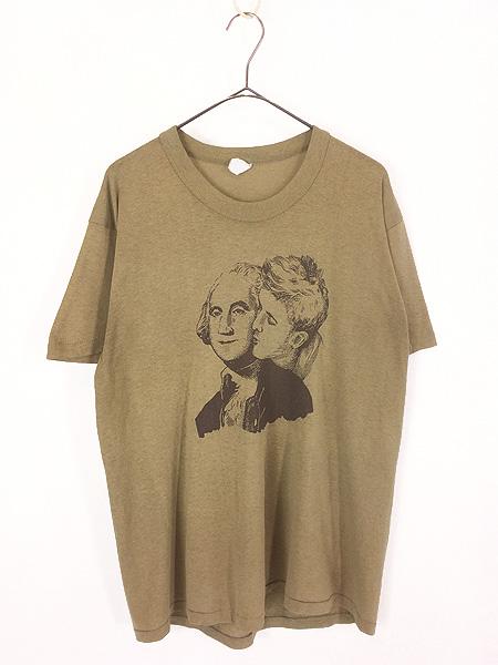古着 80s e Washington キス アメリカ 初代 大統領 偉人 アート 50/50 Tシャツ XL位