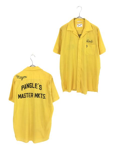 古着 60s King Louie 豪華 3段 チェーン ステッチ 比翼 開襟 コットン レーヨン ボウリング シャツ M