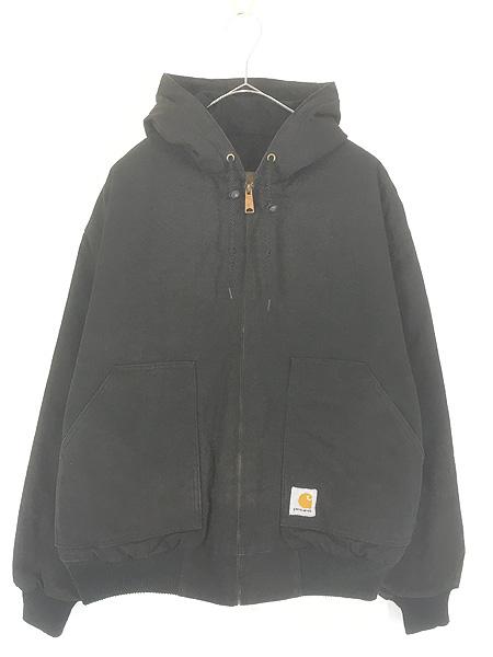 古着 Carhartt セパポケ ブラック ダック 防寒 パデット アクティブ パーカー ジャケット L