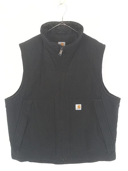 古着 Carhartt 「QUICK DUCK」 ブラック クイック ダック ハイネック パデット ベスト XL