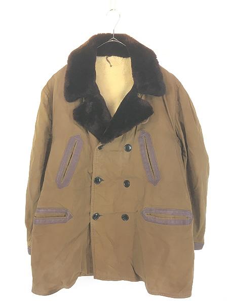 古着 50s WIND WARD ムートン ボア ライナー コットンサテン ダブルブレスト マッキーノ コート 50