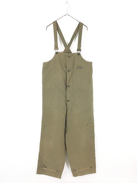 古着 40s 米軍 USN ステンシル ジャングルクロス N-1 デッキ パンツ オーバーオール M ミント!!