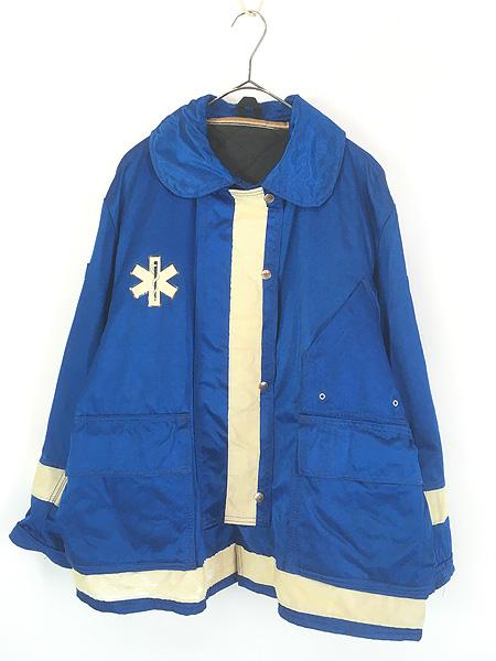 古着 80s GLOBE EMS 救急 レスキュー 光沢 ナイロン ジャケット コート ライナー完備!! L
