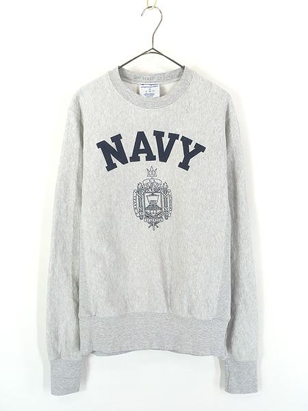 古着 Champion Reverse Weave 「NAVY」 ネームタグ 2tone 霜降り ミリタリー リバース スウェット トレーナー S
