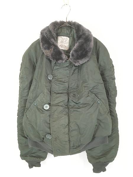 古着 80s USA製 ALPHA 米軍 USAF N-2B 6278F ミリタリー ファー カラー 防寒 フライト ジャケット リメイク XL