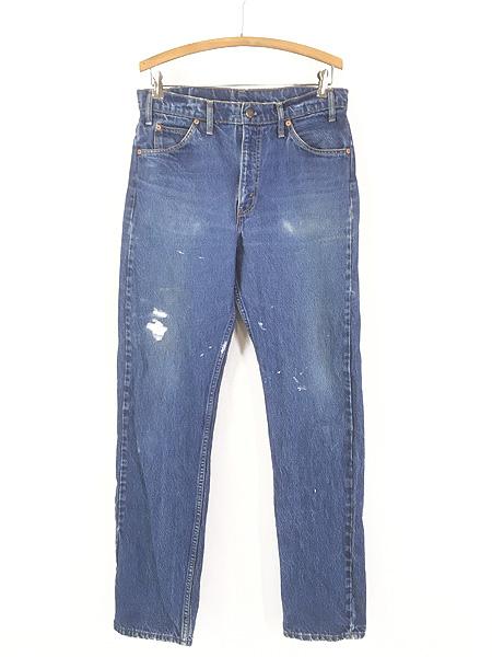 古着 80s USA製 Levi's 505-0217 縦落ち ブルー デニム パンツ ジーンズ スリム W33 L33