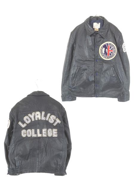 古着 80-90s 製 Apollo Brand 「LOYALIST COLLEGE」 本革 オール レザー スタジアム ジャケット スタジャン 44